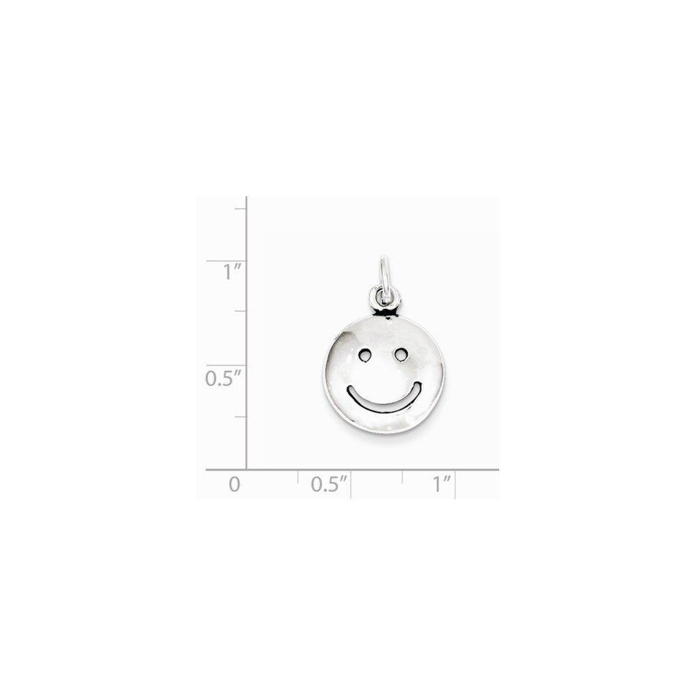 Solid 925 Sterling Silver Pendant Antiqued Smiley Face Charm (18mm Height x 15mm Width)