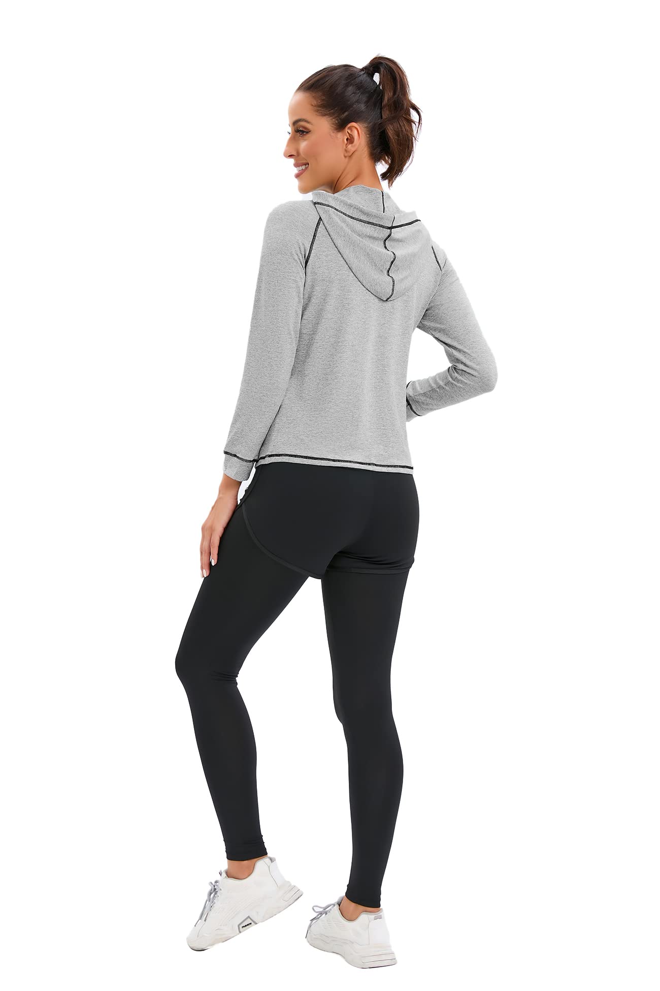 ZETIY Women's 5pcs Sport Suits Fitness Yoga Running Athletic Tracksuits (XL, Light Grey)