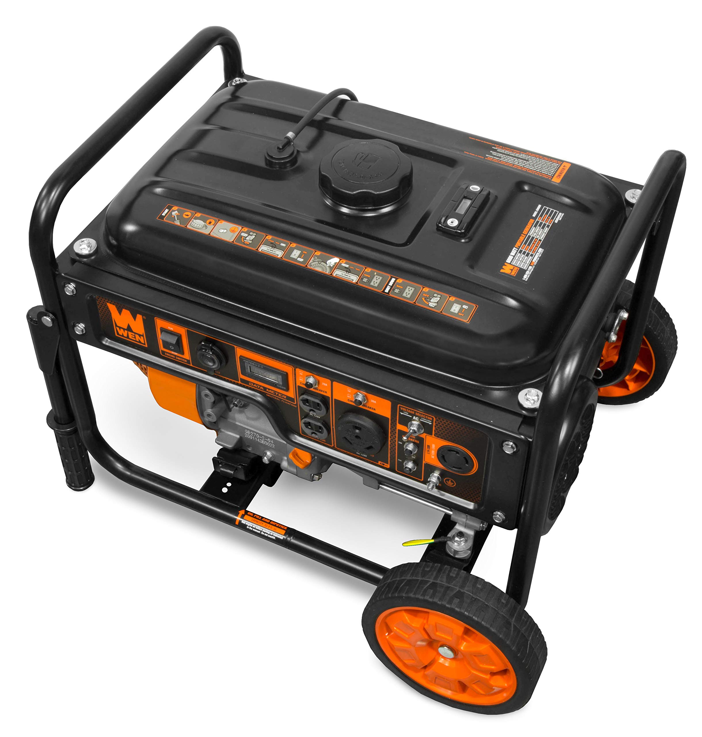 WEN 6000-Watt 120V/240V Generator, RV-Ready with Portable Wheel Kit (GN6000), Black