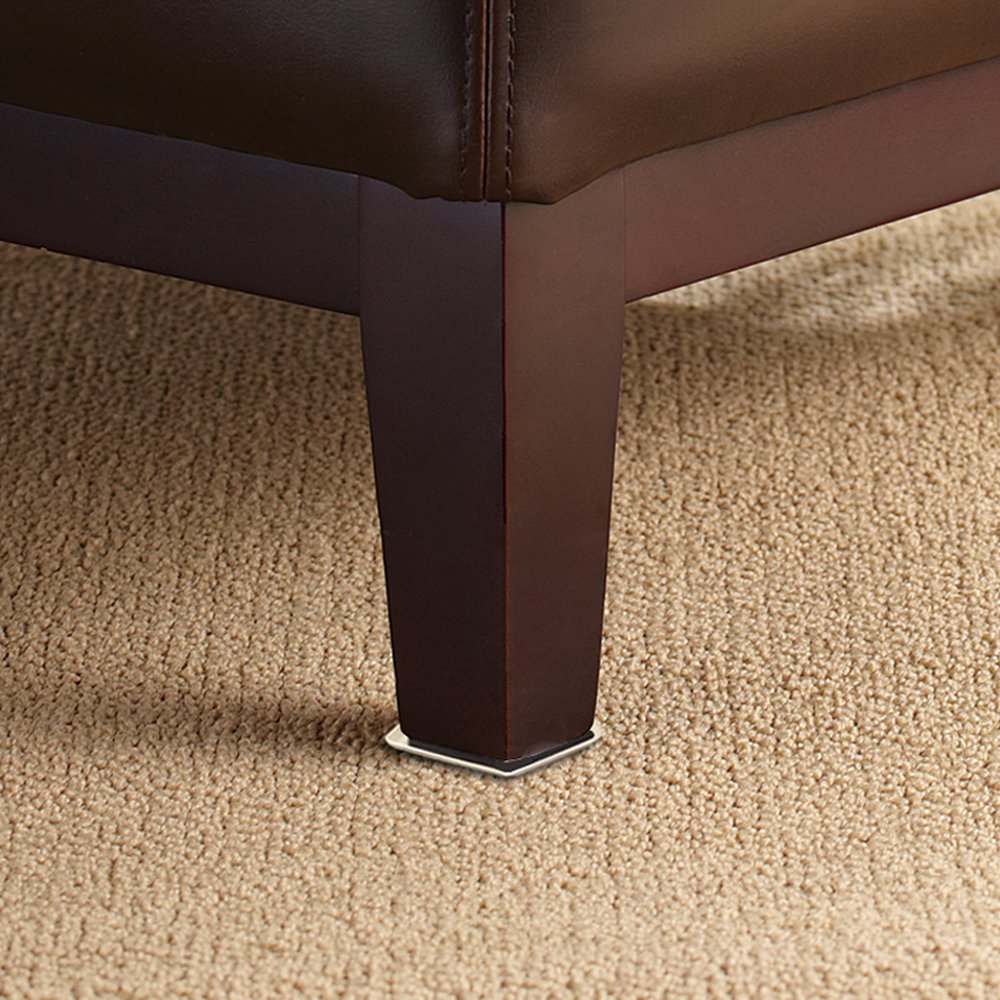SuperSliders 4734195N Reusable Slide and Hide Furniture Movers for Carpet- Square Edge for Walls & Corners- Stays Hidden Under Furniture, 5" Linen (4 Pack)