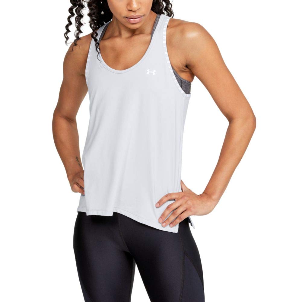 Under Armour Women's Knockout Tank Top , Halo Gray (014)/White, X-Large