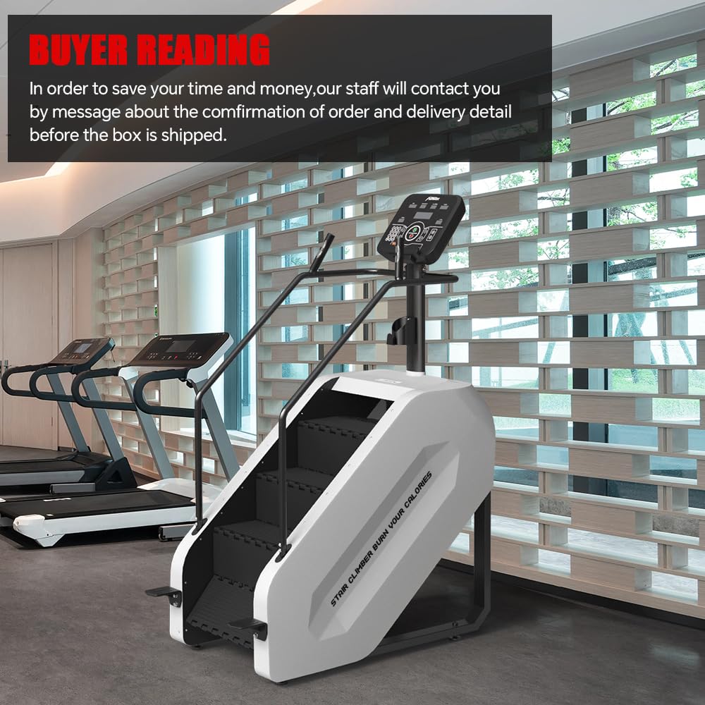 SPART Stair Climber with LED Screen, Commercial Grade Stepmill Exercise Machine, 15 Speed Levels Stair Climber Stepping Machine for Cardio and Lower Body Workouts, 660LBS, 15-164 Steps/Minute, White