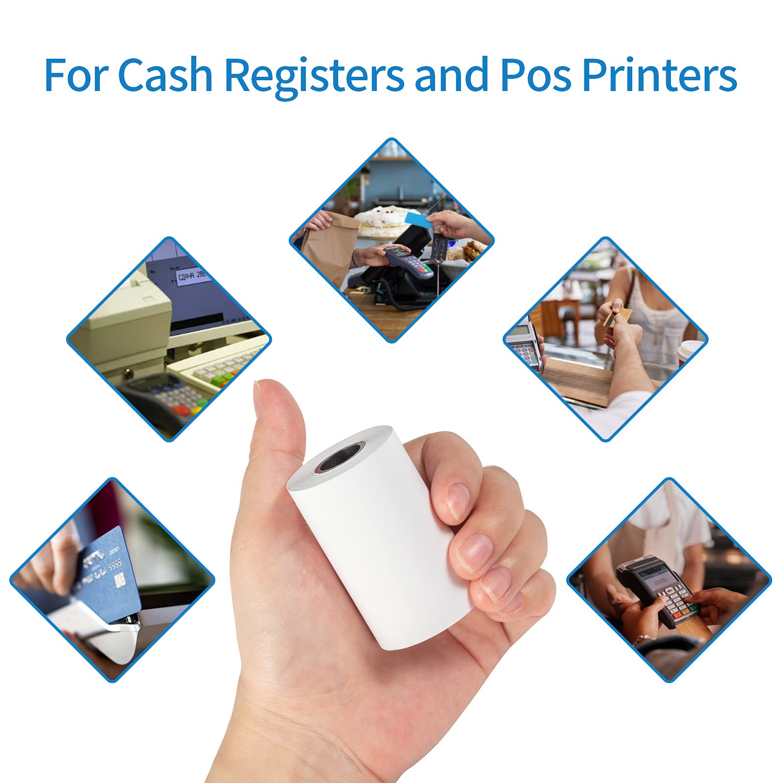 Supfive Thermal Receipt Paper 2 1/4" ×50ft (50 Rolls) BPA Free Fit Register Printer POS System