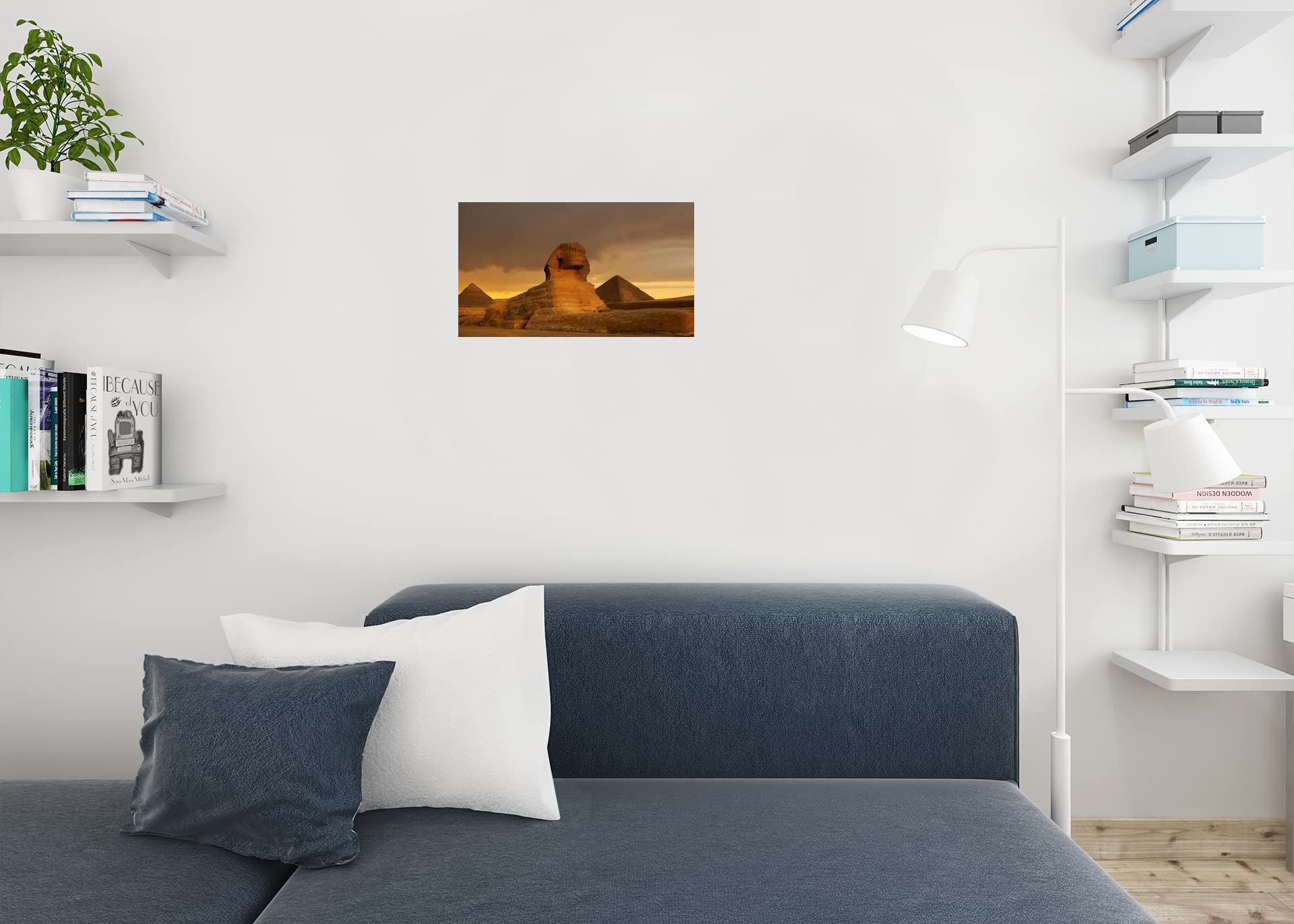 Sunset On Great Sphinx At Giza and Pyramid Complex Giza Necropolis Photo Photograph Ancient Egypt Ruins Monuments Desert Landscape Cool Wall Art Print Poster 18x12