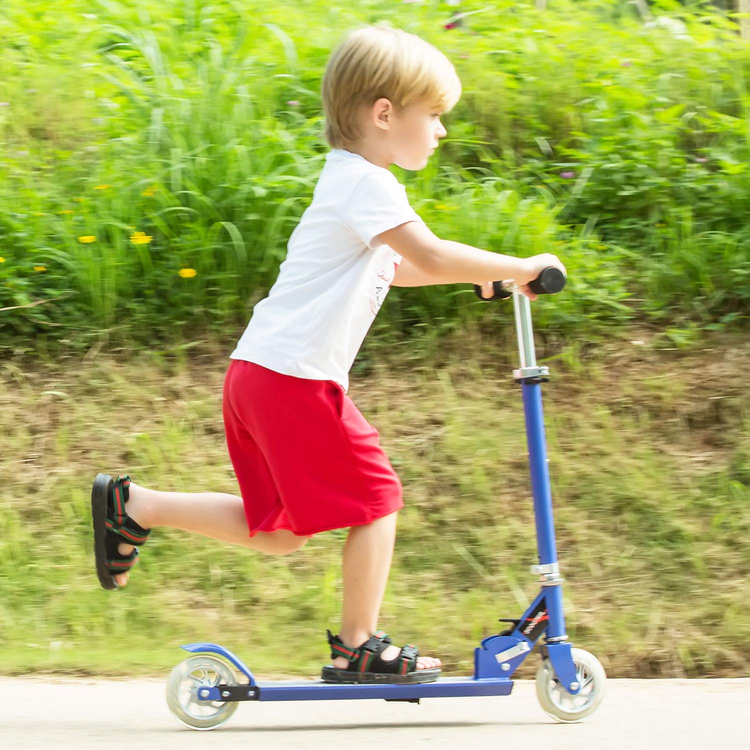 WeSkate Scooter for Kids Foldable 2 Wheel Light Up Kick Scooter for Girl Adjustable Height Gift for 3-14 Years