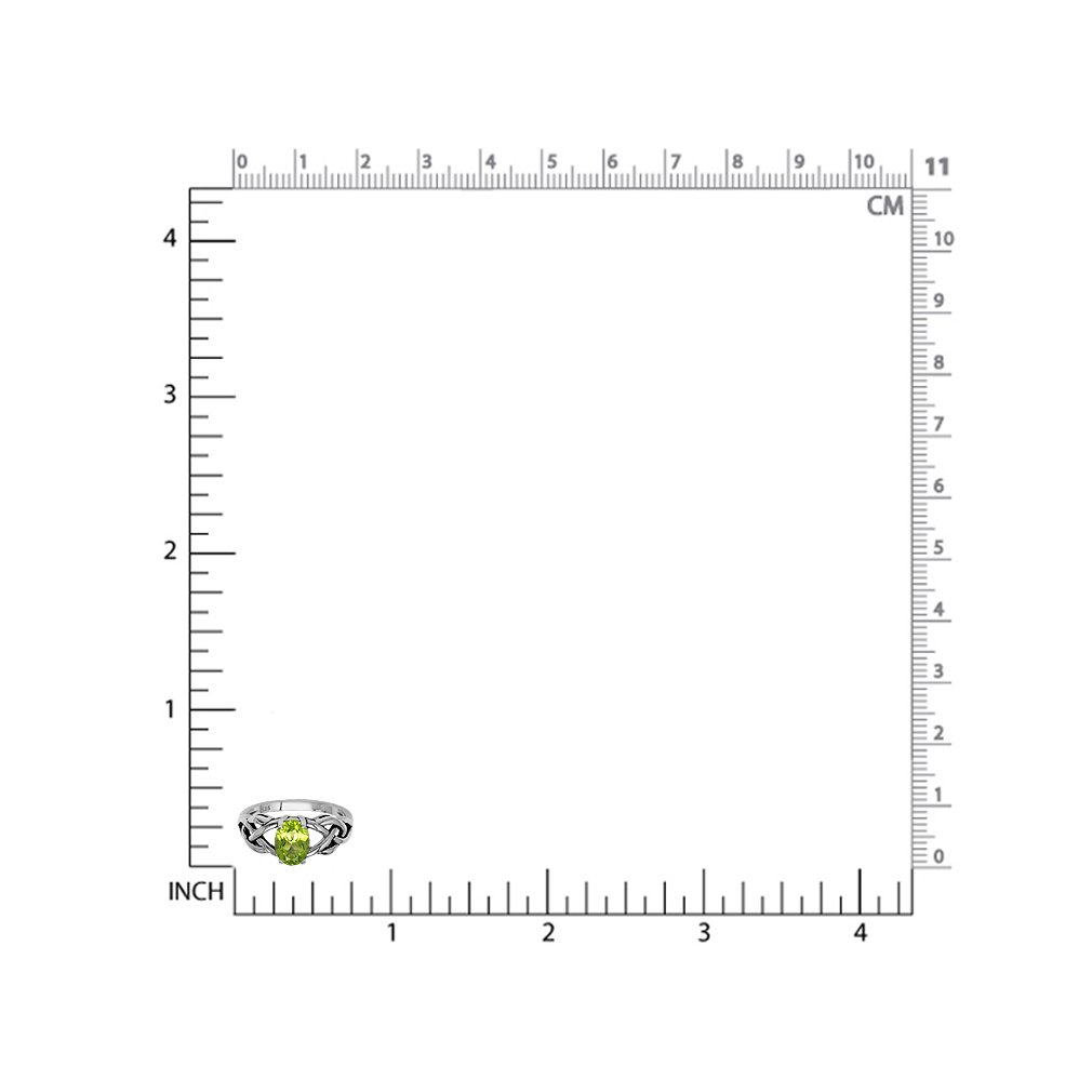 Silvershake 1.32ct. 8X6mm Natural Oval Shape Peridot 925 Sterling Silver Celtic Knot Solitaire Ring Size 10