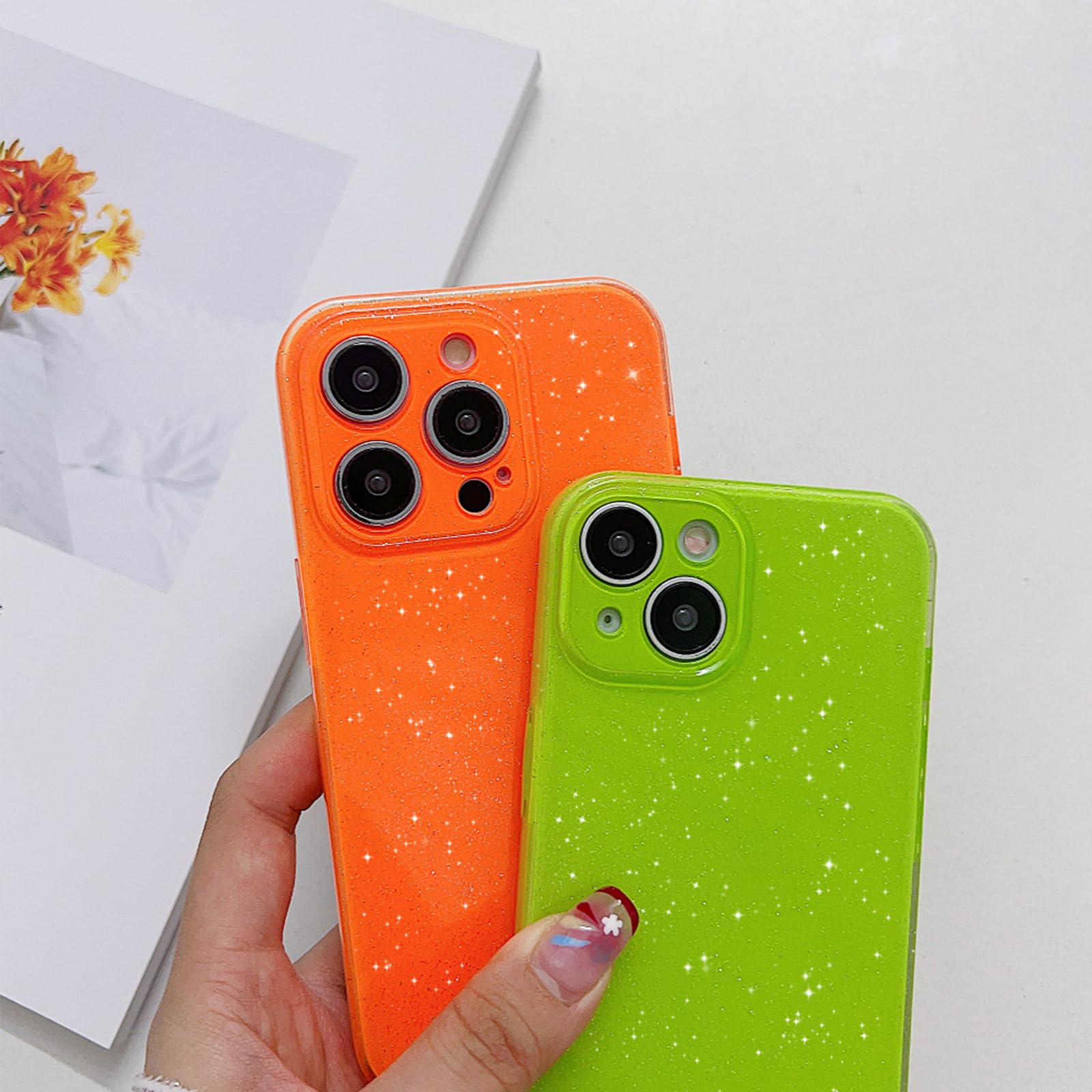 YUMUPIFE Compatible with iPhone 13 Pro Max Case,Cute Glitter Bling for Women Girls Silicone Non-Slip Shockproof Soft TPU Phone Case,for iPhone 13 Pro Max 6.7 inch(Malachite Green)