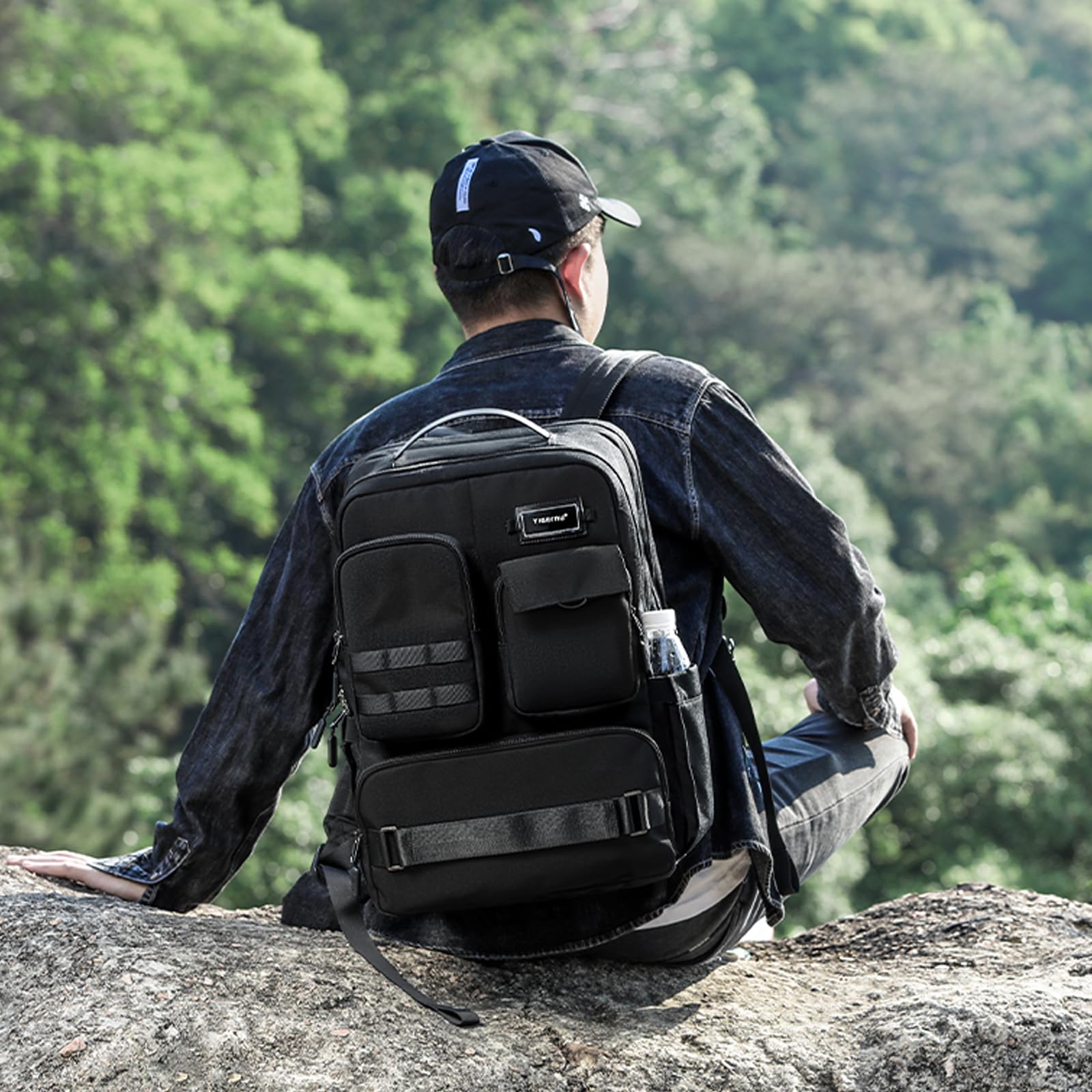 TIGERNU Travel Laptop Backpack for Men Anti-Theft Backpack Waterproof Business Work Bag Outdoor Tactical Backpack Fits 17.3 Inch Laptop (TGN-B008 Black)