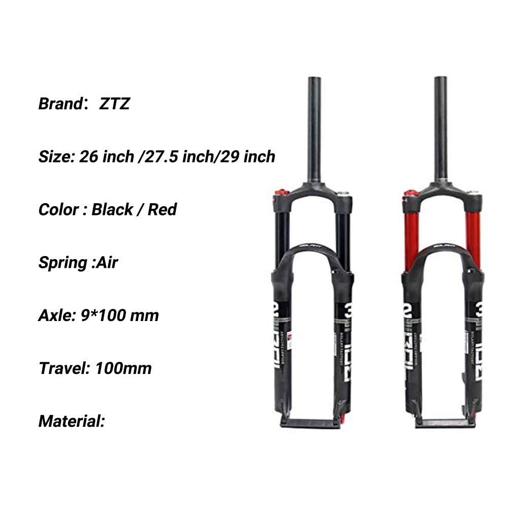 ZTZ 26/27.5/29 Inch Mountain Bike Front Fork,Dual Air Chamber Bike Suspension Fork, MTB Shock Absorber Air Fork