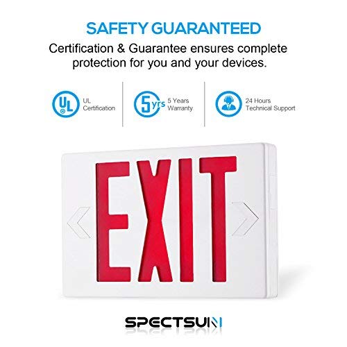 SPECTSUN Led Exit Sign with Battery Backup, Green Exit Light Combo&Double Sided Exit Sign - 6 Pack, Exit Sign Battery/Business Exit Sign Stencil/Exit Combo Light/Lighted Exit Sign/Emergency Exit Light