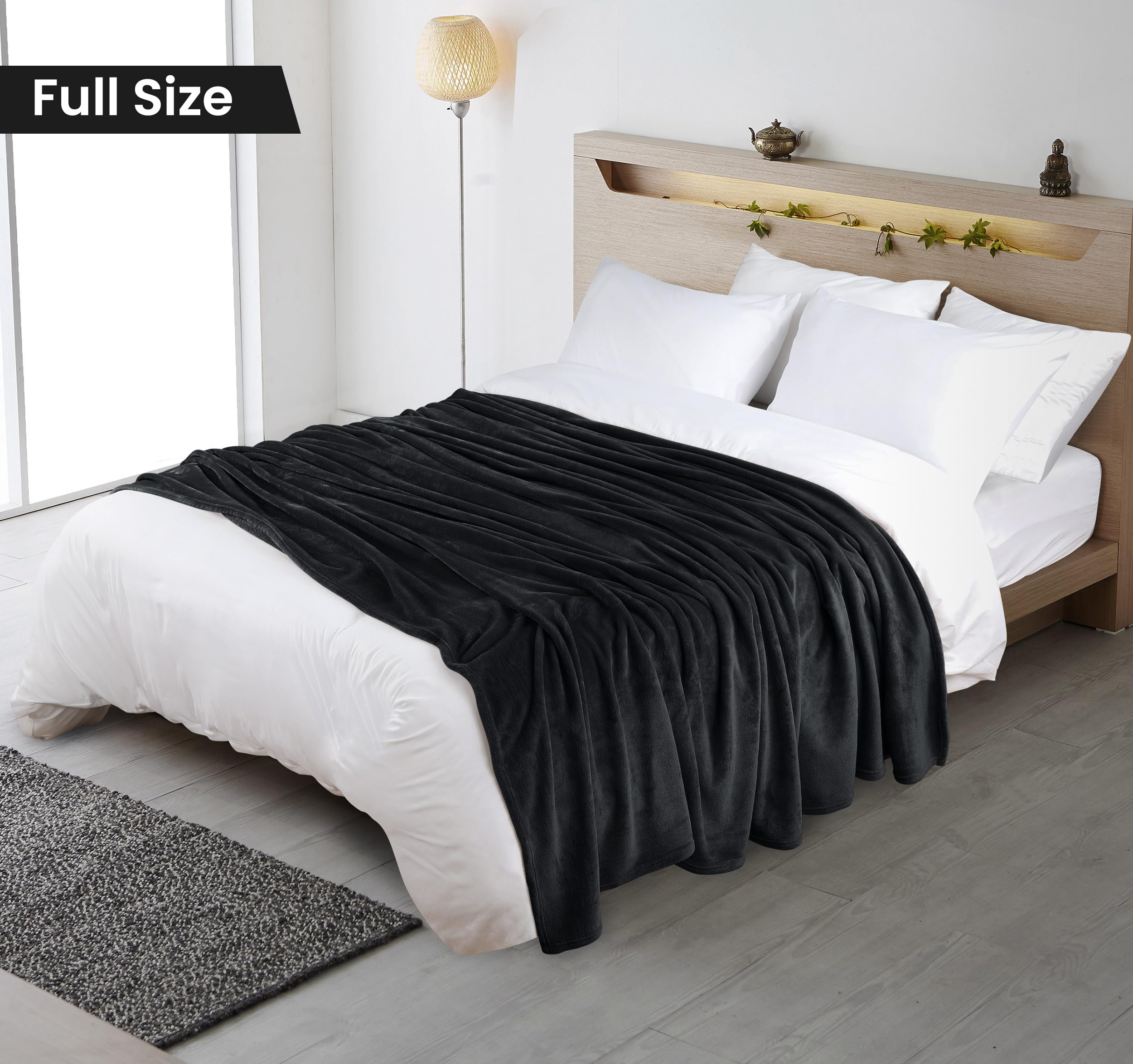 Utopia Bedding Washed Blue Fleece Blanket Full Size Lightweight Fuzzy Soft Anti-Static Microfiber Bed Blanket (90x84 Inch)