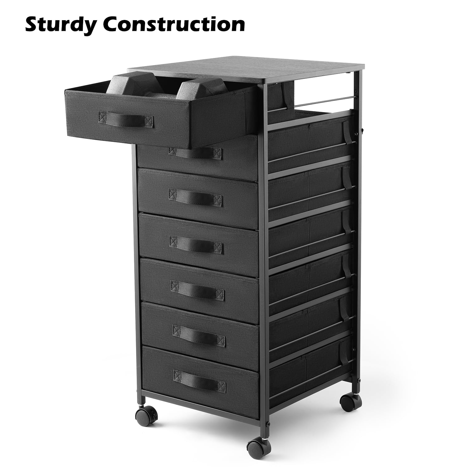 TOPSKY Mobile Cabinet, Fabric Storage Tower with Anti-Drop Drawers for Home Office (Black, 7 Drawers)