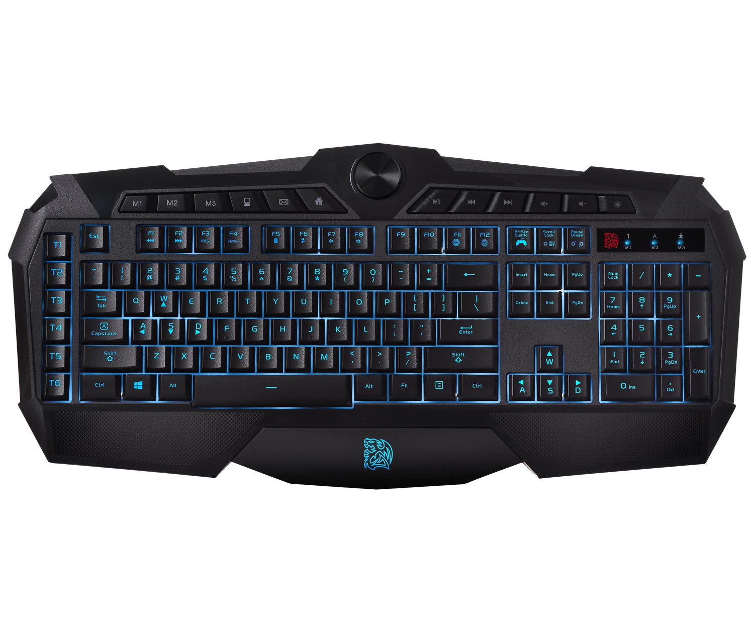 Thermaltake Tt eSPORTS Challenger Prime 3 Color LED Backlighting Anti-Spill Anti-Ghosting Membrane Gaming Keyboard KB-CHM-MBBLUS-01 , Black