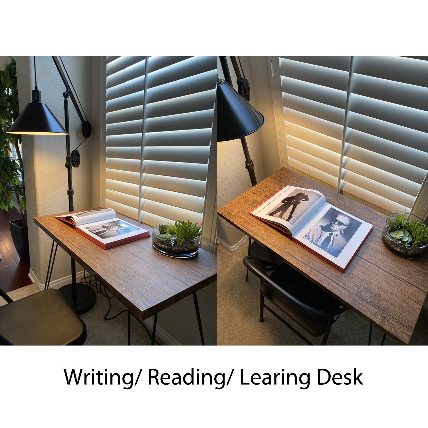 Writing Computer Desk Modern Simple Study Desk Retro Hairpin Compact Laptop Table for Home Office Notebook Desk Brown Desktop Black Leg