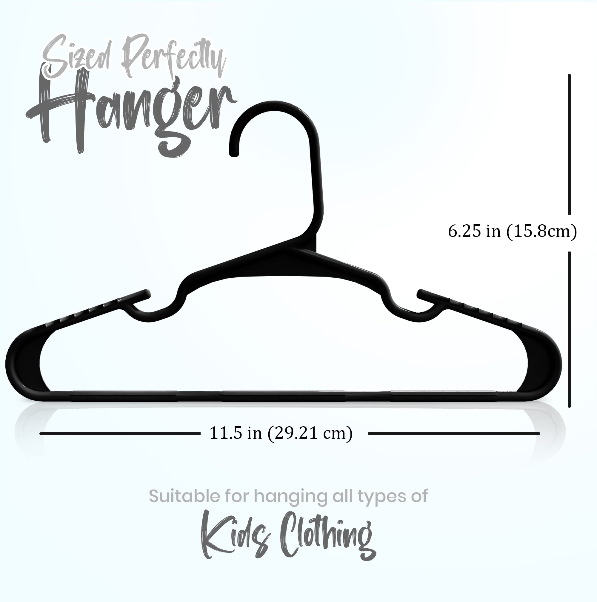 Utopia Home 60 Pack Kids Hangers - 11.5 Inch Plastic Baby Hangers for Closet - Childrens Hangers for Clothes & Infant Hangers for Closet - Ideal for Everyday Standard Use (Black)