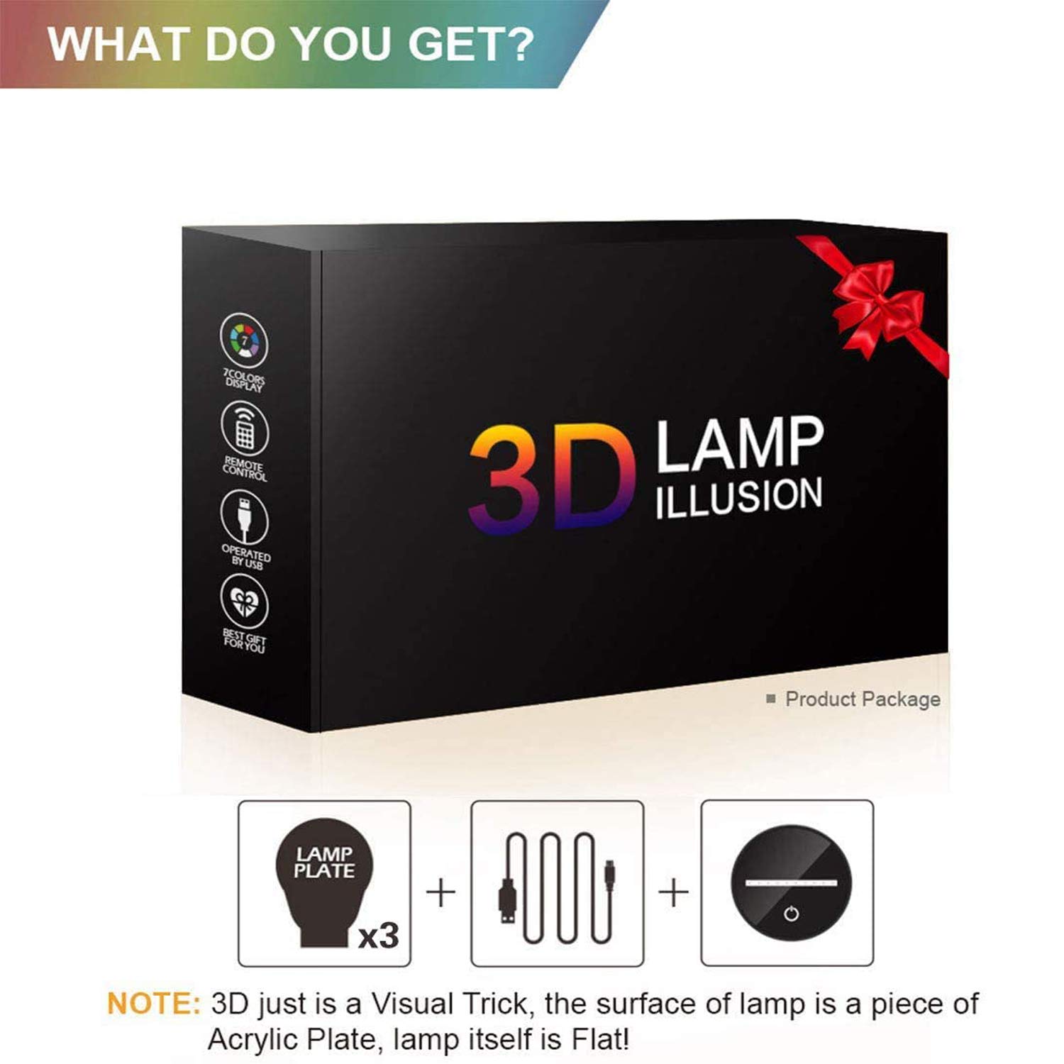 XXMANX Boys Toys Night Light for Kids, 3D Illusion Lamp Touch Control Dynamic Colors Changing with 3 Pattern Kids Toys Christmas Gifts for Men Boys