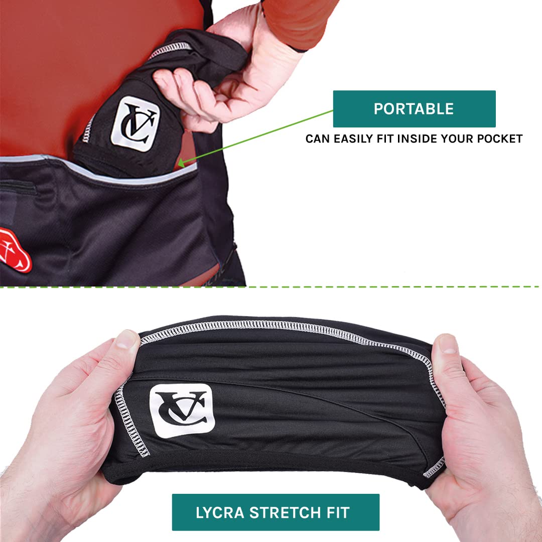 VeloChampion Windproof Fleece Lined Thermo-Tech Under Helmet Skull Cap Sports Beanie– Ideal Cycling Liner, Running Hat Black