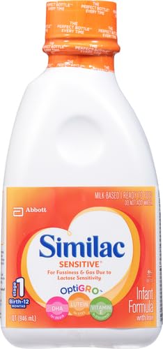 Similac Sensitive Infant Formula, for Fussiness & Gas Due to Lactose Sensitivity, Ready-to-Feed Baby Formula, 32-fl-oz Bottle