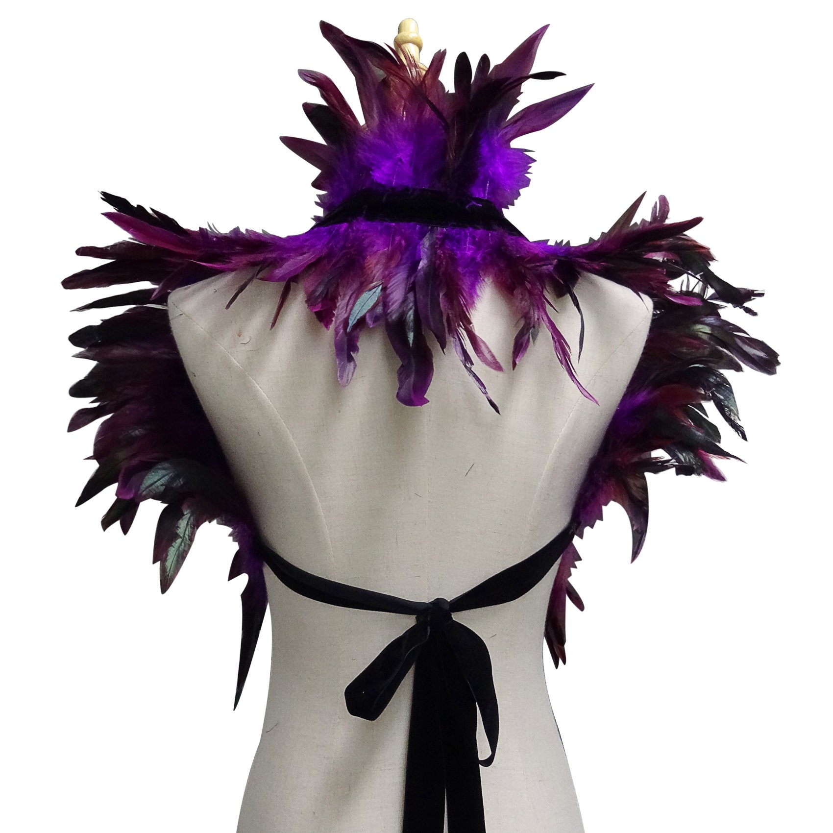ZAKIA Gothic Natural Feather Cape Shawl Shrug Shoulder Wrap Collar Halloween Party Scarf