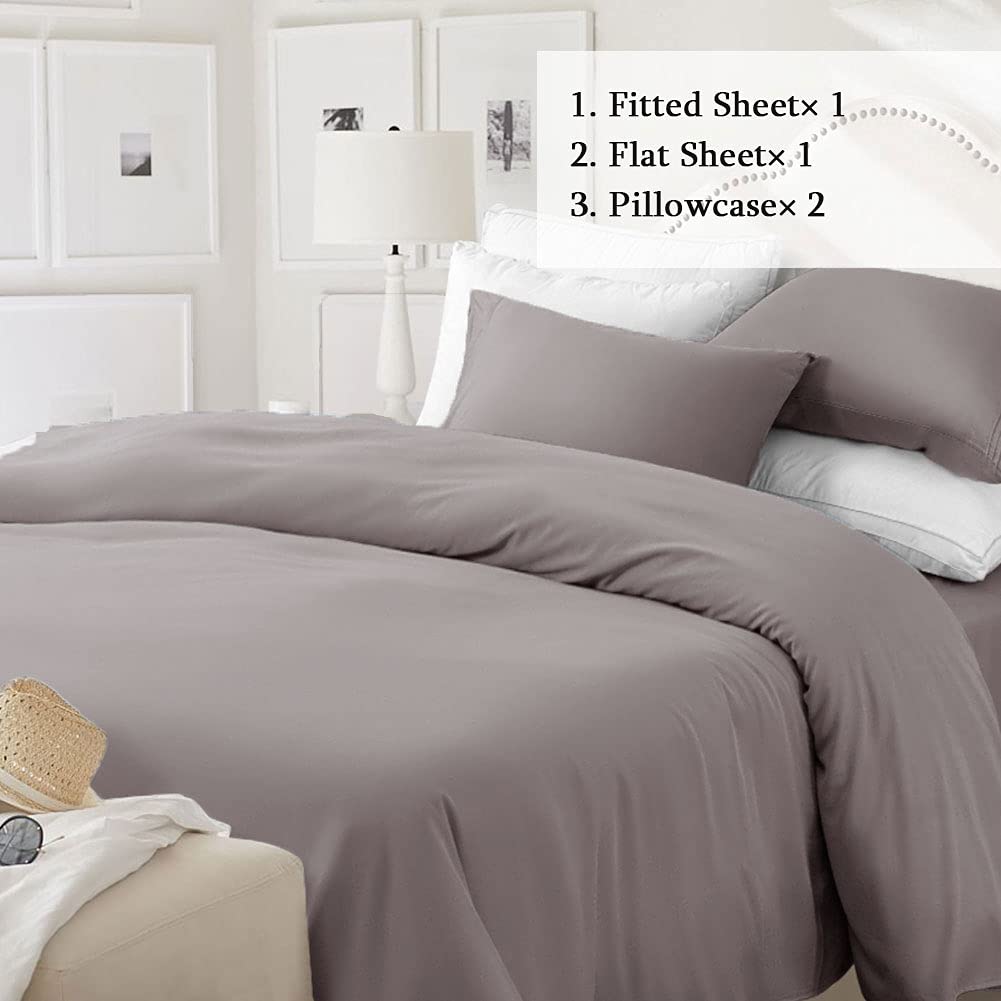 SONORO KATE 100% French Pure Linen Sheets, Breathable and Durable Line Queen Size Sheets, Anti-Tear Line Bed Sheets, Machine Washable, 16 Inch Deep Pocket - 4 Piece (Grey,74" x 96")