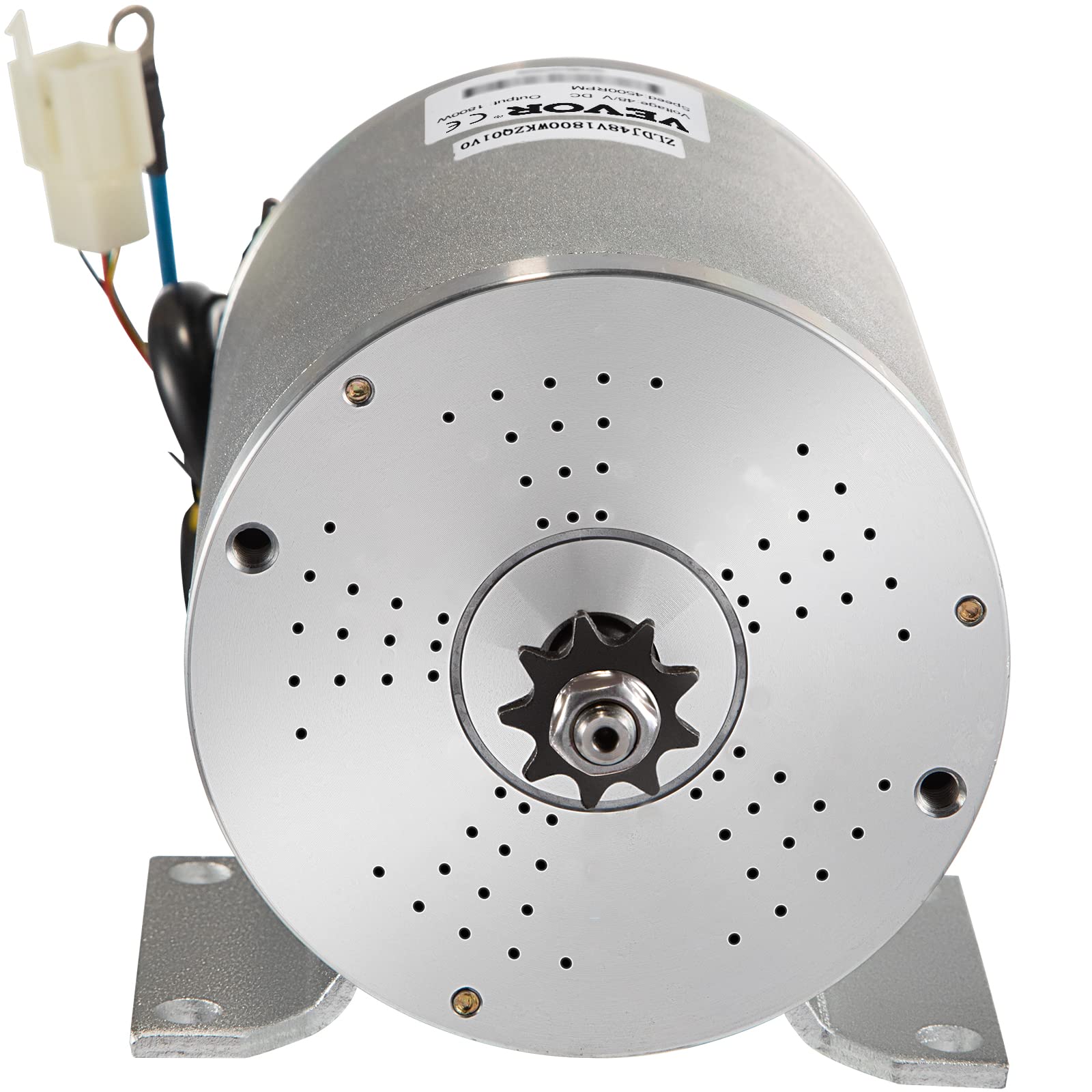 VEVOR 1800W 48V Electric Brushless, DC Motor Kit High Speed Brushless Motor, with 38A Speed Controller & Throttle Pedal & Wire Harness Set, for Electric Scooter Go Kart E-Bike