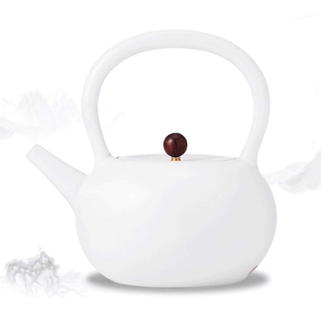 ZNZN Ceramic Kettle Retro Chinese Kettle Large-Capacity Stove Teapot with Round Comfortable Handle Creative Gift (700ml, 23.6oz) Multifunctional Water Kettle (Color : White)