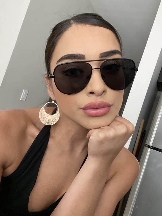 SORVINO Aviator Sunglasses for Women Classic Oversized Sun Glasses UV400 Protection(Black/Black