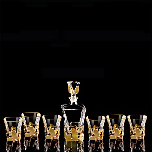 YANGRRJ Luxurys Gold-painted Whisky Bottle Set Creative Crystal Glass Wine Glass Beer Glass Wine Set (Color : D, Size : 1)