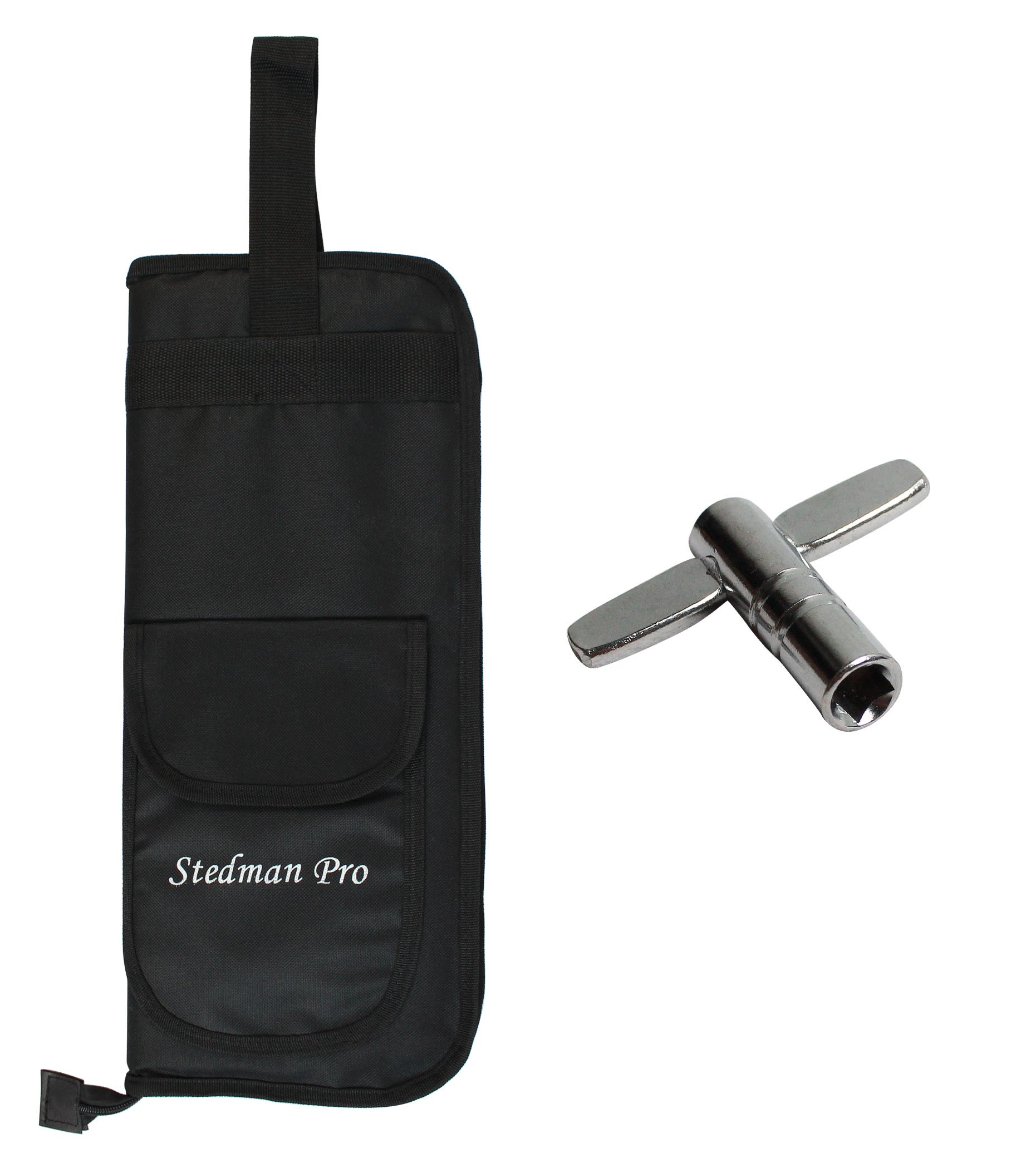 YMC DSB10-BK 10mm Foam Drum Stick Bag Holder Mallet Bag Drumstick Bag with A Drum Key -Black