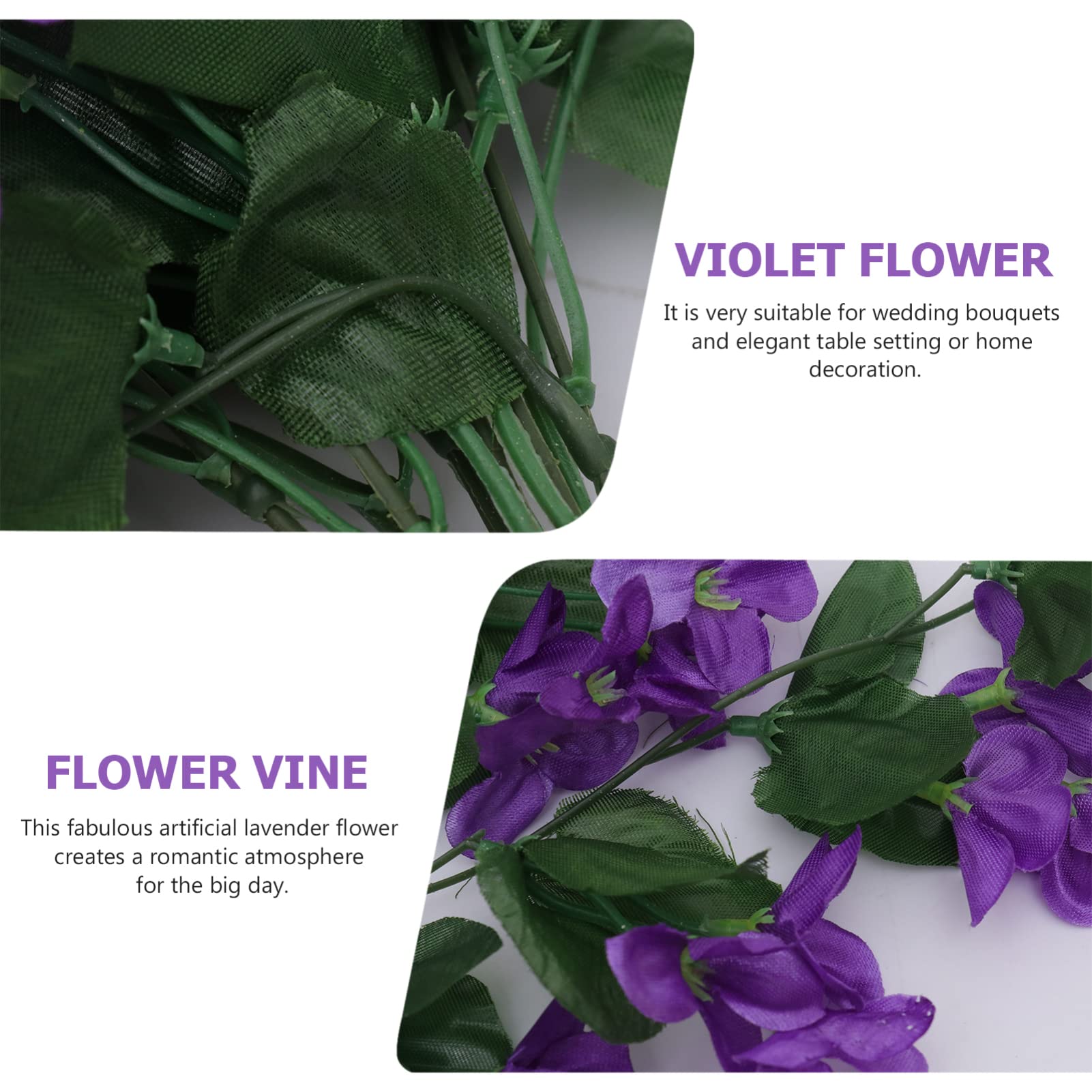 Wakauto 4petals Artificial Violet Simulation Flower Garland Hanging Ivy Vine Plants for Wedding Party Garden Home Wall Decoration (Deep Purple)