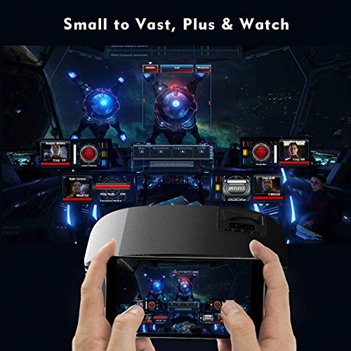 Video Projector, Outdoor Movie Projector with 200" Projection Size, vamvo Home Theater Projector with Platform Pallet, Support 1080P, Compatible with Fire TV Stick, PS4, HDMI, VGA, AV and USB (2pcs)