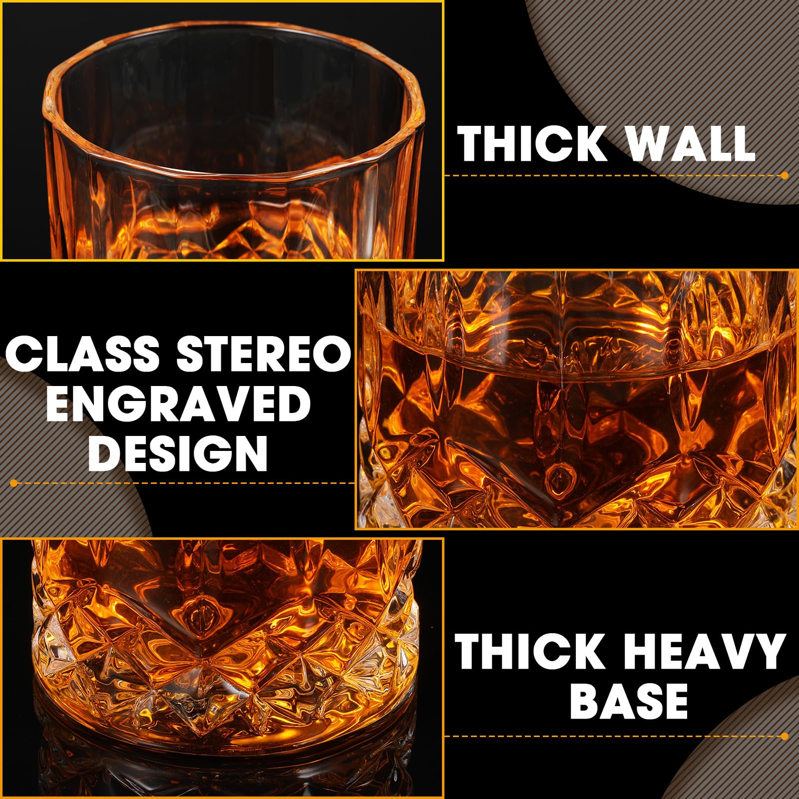 Yaomiao 24 Pack Old Fashioned Whiskey Glasses Bulk 10 oz Bourbon Glass Cocktail Glasses Rocks Glasses for Whiskey Bourbon Liquor and Cocktail Drinks Gift