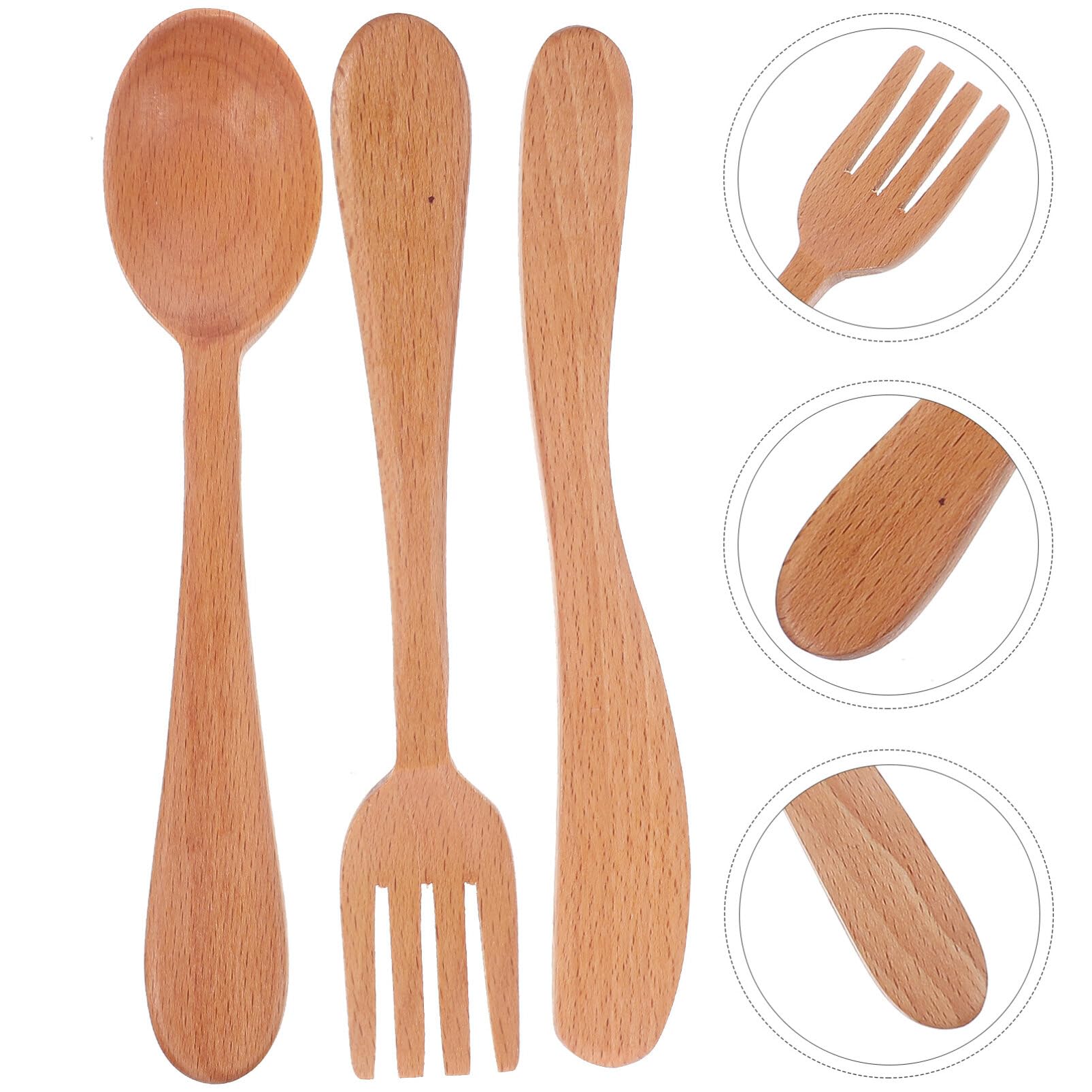 UPKOCH 1 Set Wood Cutlery Wood Flatware Western Food Flatware Toddler Cutlery Bamboo Utensil Steak Fork Spoon Kit Household Cutlery Kit Tableware Student Wooden Portable and Fork