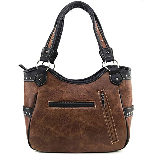 Zelris Western Cross Daisy Flower Women Conceal Carry Tote Handbag Purse Set (Maple Brown)