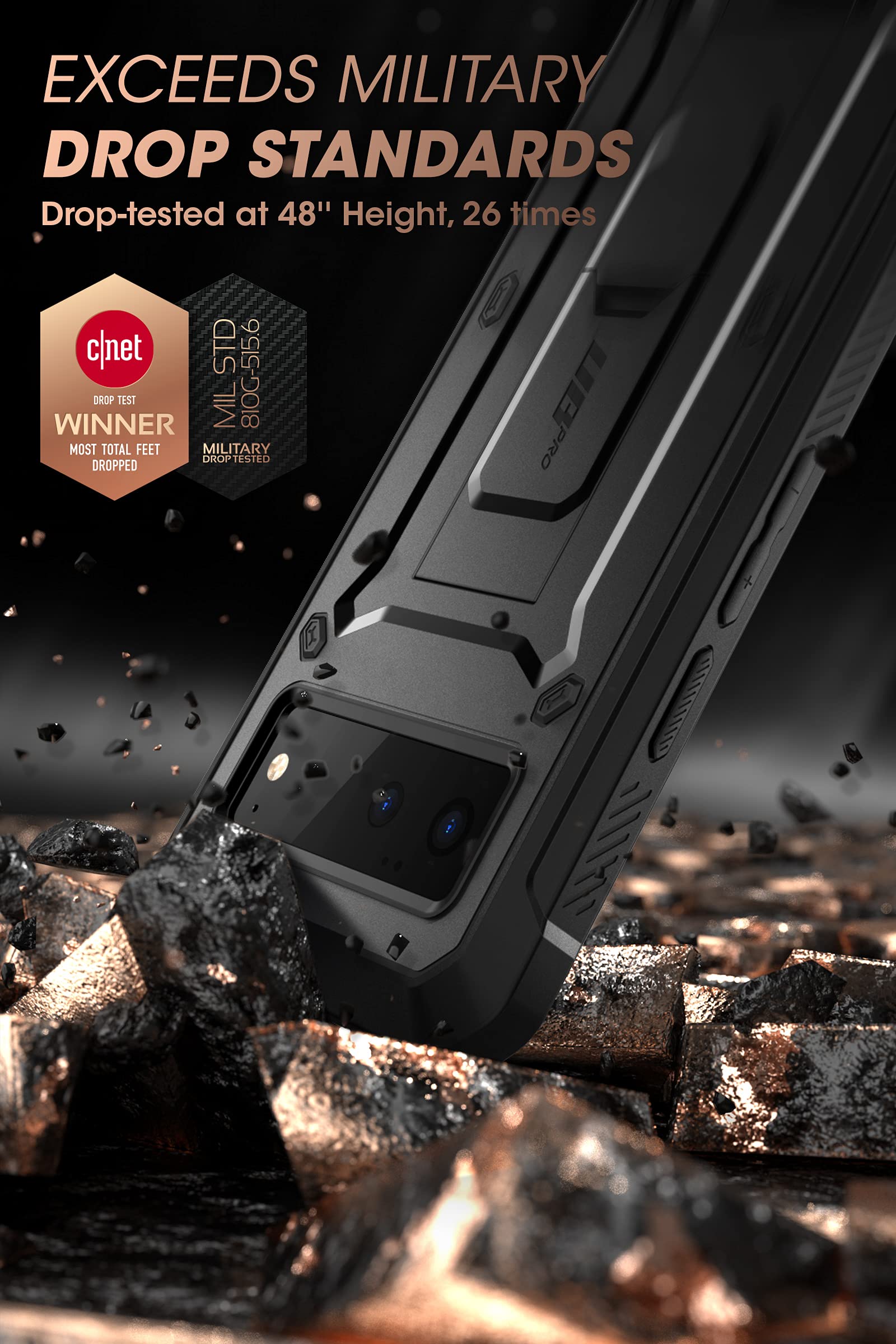 SUPCASE Unicorn Beetle Pro Series Case for Google Pixel 6 (2021 Release), Full-Body Rugged Belt-Clip & Kickstand Case with Built-in Screen Protector (Black)
