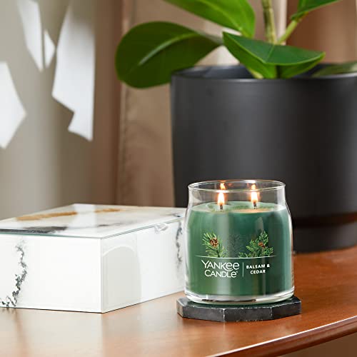 Yankee Candle Balsam & Cedar Scented, Signature 13oz Medium Jar 2-Wick Candle, Over 35 Hours of Burn Time, Christmas | Holiday Candle