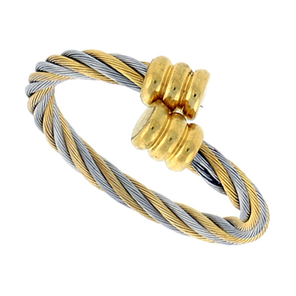 Surgical Stainless Steel Cable Ring 2.5 mm 2-tone Gold Fits sizes 8-10