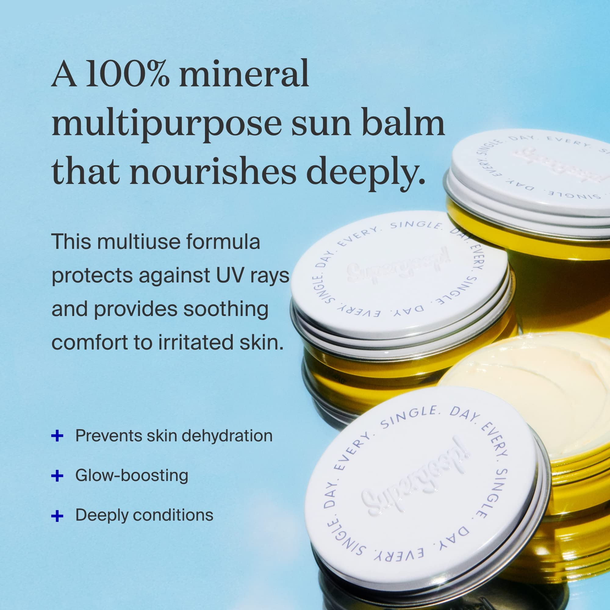 Supergoop! Cloud 9 100% Mineral Sun Balm SPF 40 - 1.0 oz - SPF 40 PA+++ 100% Mineral, Multipurpose Balm - Relieves Dry, Chaffed, Cracked, Windburned & Irritated Skin - With Sea Buckthorn & Shea Butter