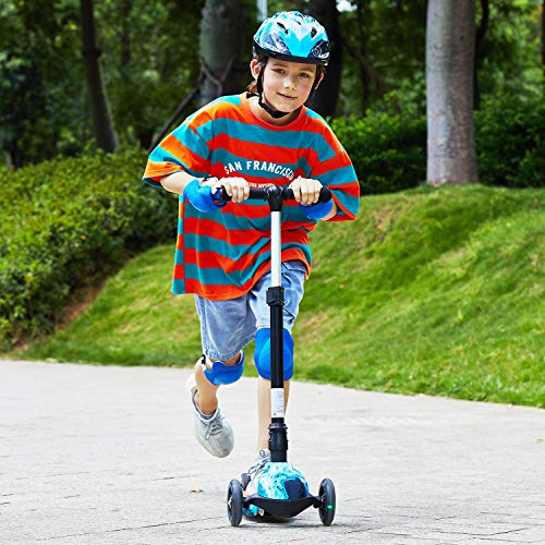 WeSkate Scooters for Kids, Foldable Scooter for Toddlers Girls & Boys, LED Lights Up 3 Wheels Scooter Adjustable Height, Lean to Steer, Great Gifts for Children Ages 3-12