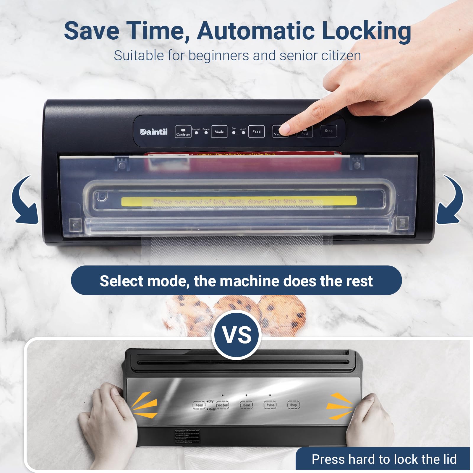 Vacuum Sealer, Automatic Powerful Vacuum Sealer Machine with Viewing Lid| Starter Kit | 7-in-1 Easy Options for Sous Vide and Food Storage