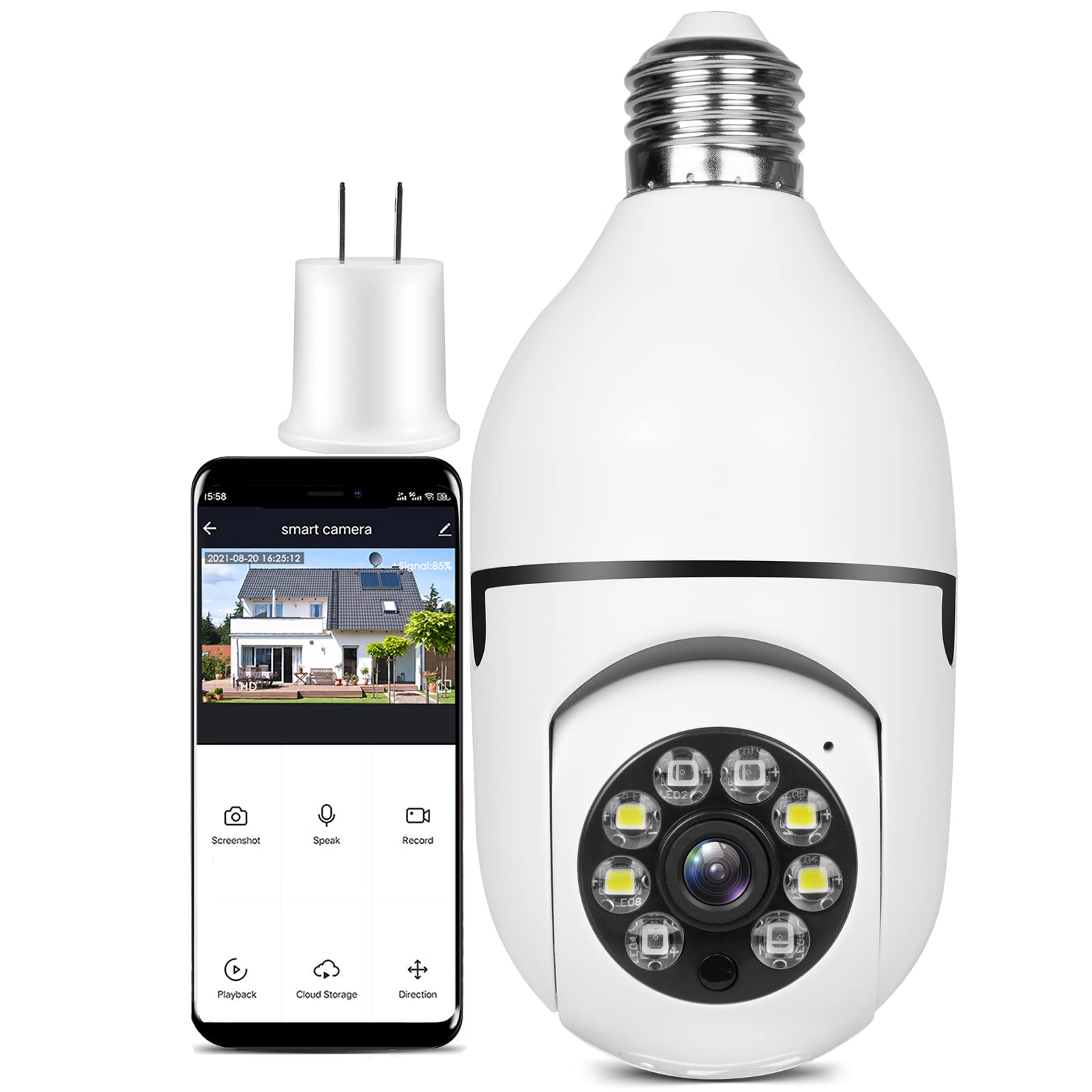 UPULTRA LIght Bulb Security Camera 1080P Wireless WIFI outdoor Home IP Camera E27 360 Degree Panoramic,Motion Detection and Alarm,Two-Way Audio,Night Vision