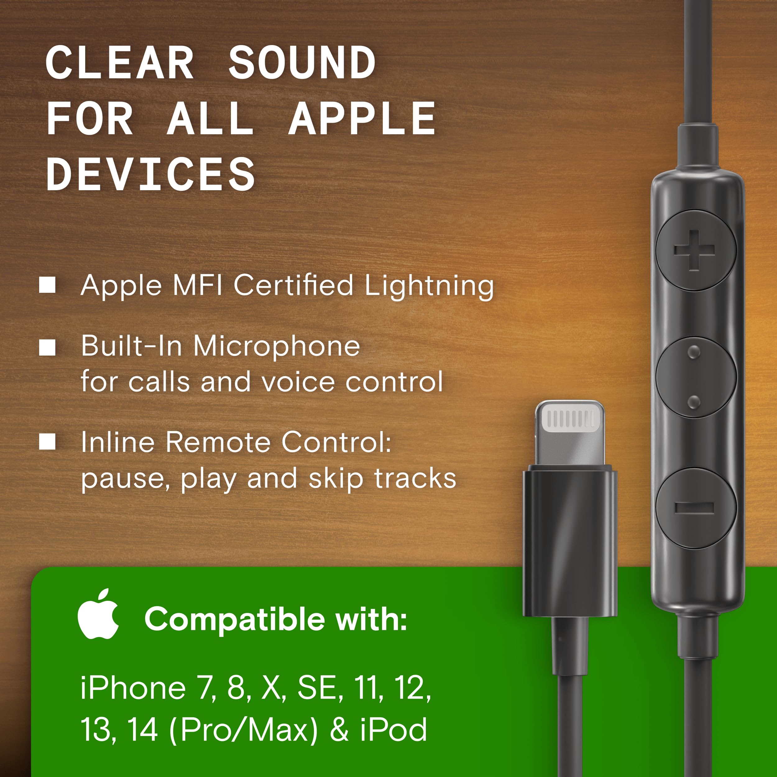 Symphonized on MFI Earbuds for iPhone + PWR Wireless Neckband Bluetooth Headphones Bundle