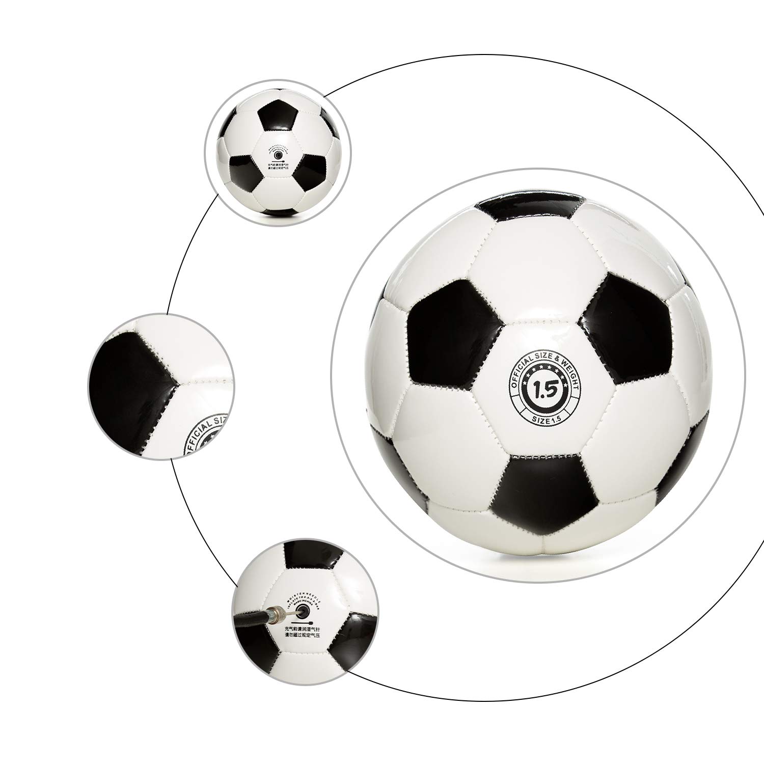 YANYODO Durable 6" Mini Size Training Soccer Ball Soft Sports Toy Ball for Toddlers, Kids Gift (Black&White)