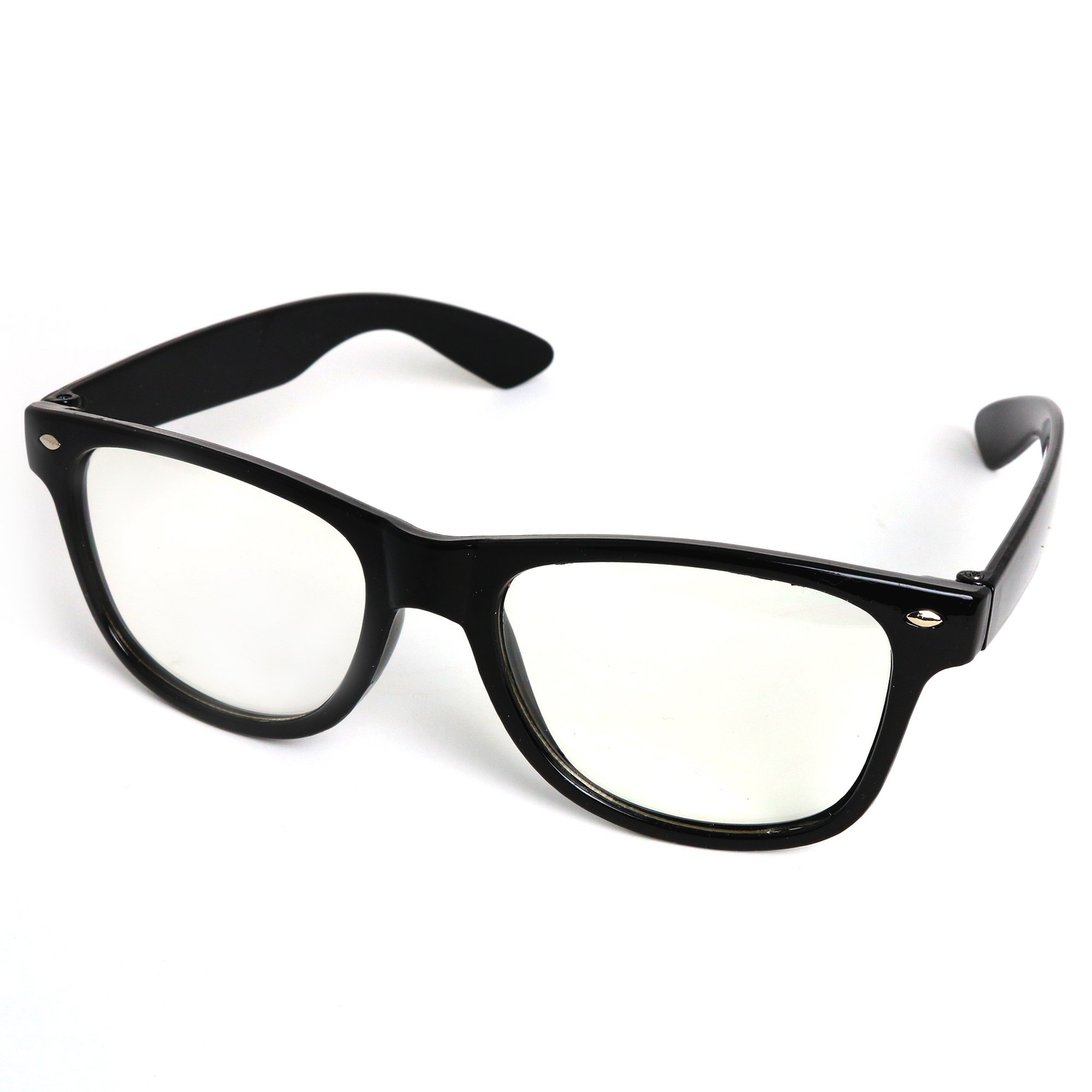 Skeleteen Retro Nerd Costume Glasses - Oversized Black Hipster Eyeglasses With Clear Lenses - 1 Pair