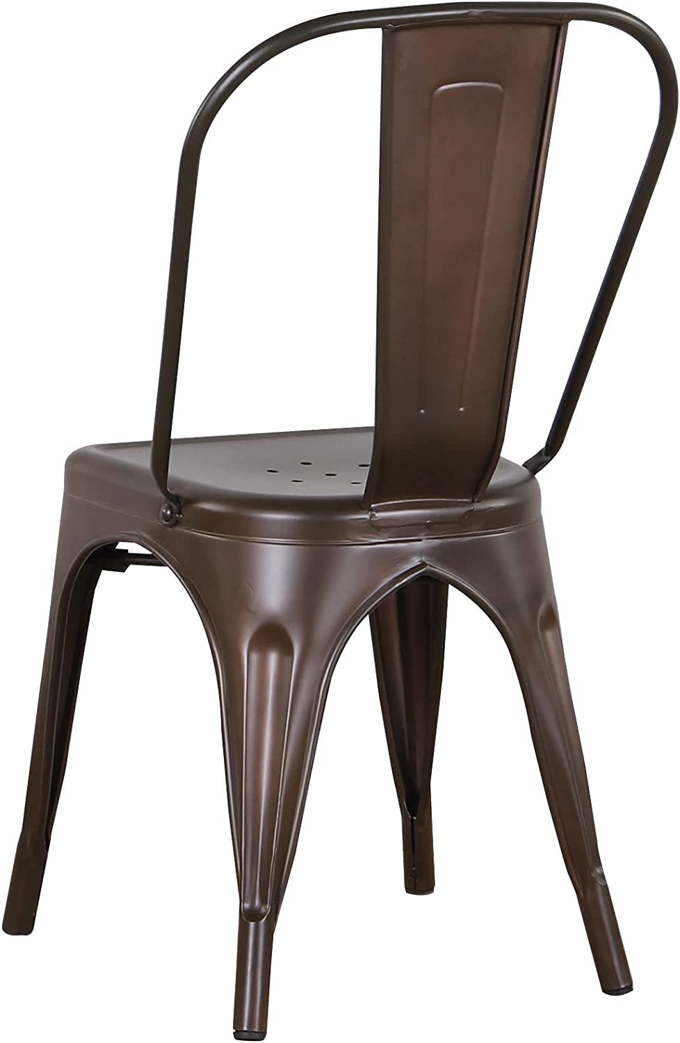 Symylife Metal Dining Chairs Stackable Indoor-Outdoor Industrial Vintage Chairs Bistro Kitchen Cafe Side Chairs, with Backrest, Set of 4,Gun
