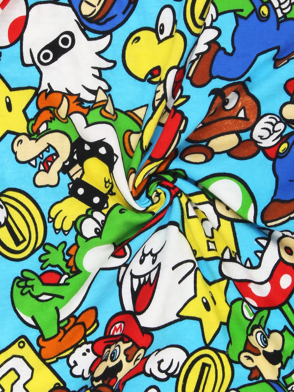 Super Mario Brothers Luigi Bowser Mens Button Fly Cotton Pajama Sleep Pants (Medium, Blue/Multi)