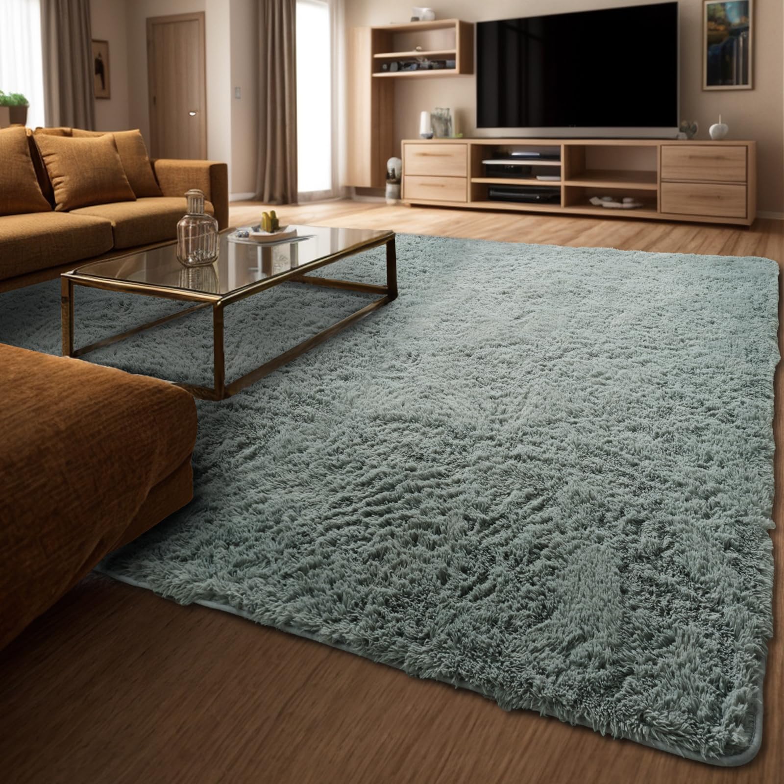 Vafodo Fluffy Bedroom Rug Carpet,8x10 Feet Shaggy Fuzzy Rugs for Bedroom,Soft Rug for Kids Room,Plush Nursery Rug for Baby,Solid Deep Grey Area Rugs for Living Room,Cute Room Decor for Girls Boys
