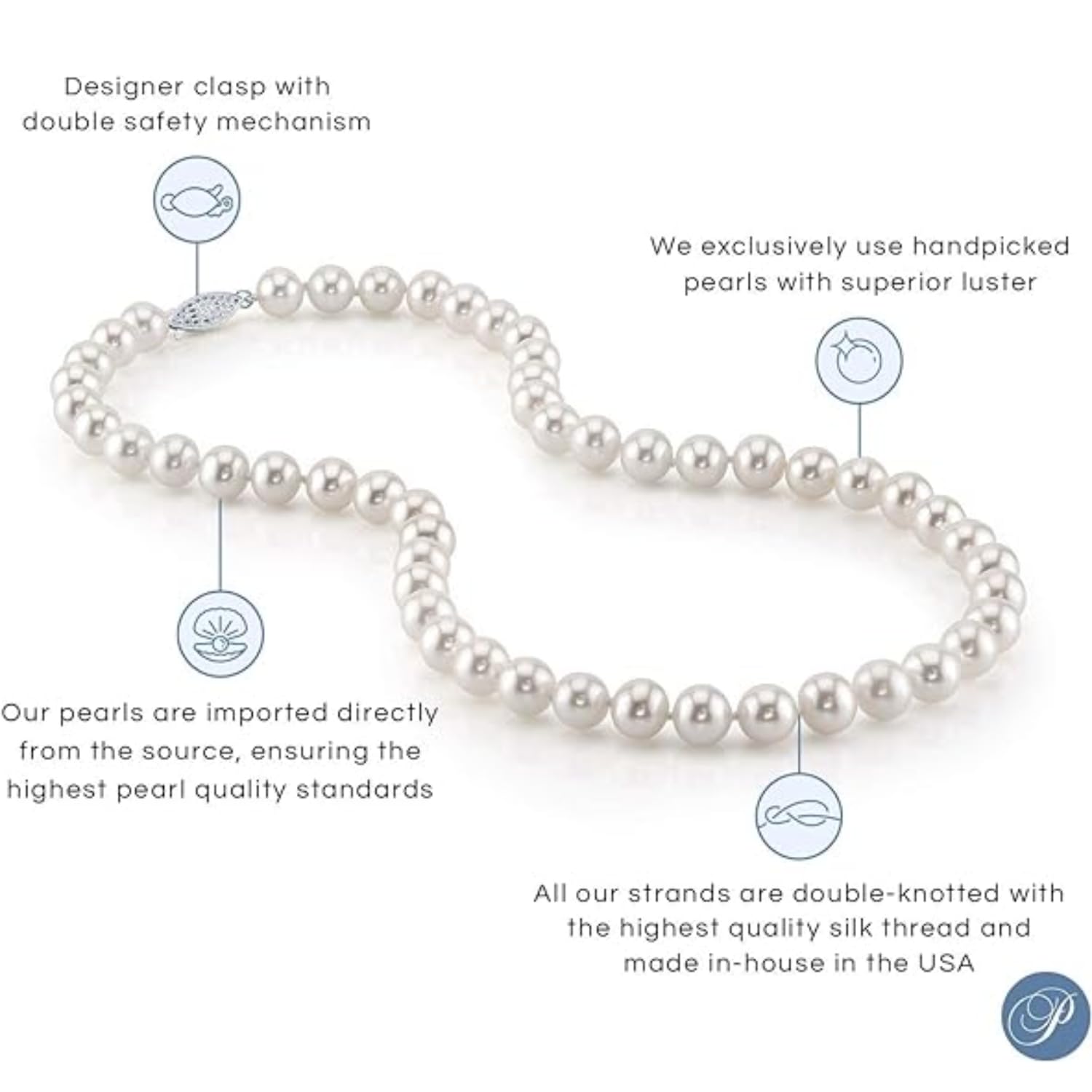 The Pearl Source 14K Gold 5.0-5.5mm AAAA Quality White Freshwater Cultured Pearl Necklace for Women in 17" Princess Length