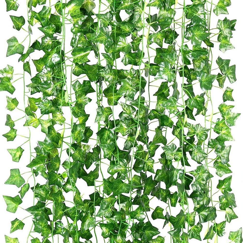 ZWYOQI 168 feet Artificial Vines Greenery Garland Fake Hanging Leaves Faux Foliage Plants for Wedding Party Garden Home Kitchen Office Wall Decorations (Watermelon/24 Strands)