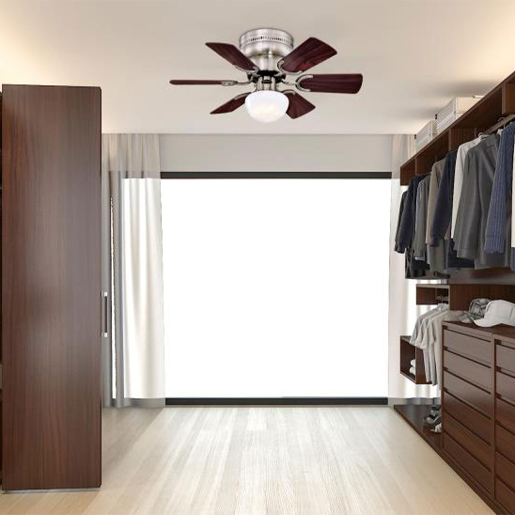 Westinghouse Hadley 30 Inch Brushed Nickel Finish Ceiling Fan with 6 Reversible Blades and Bowl Light Kit with 1 Candelabra Base Light Bulb